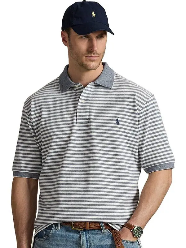 Ralph Lauren Striped Oxford Mesh Polo Shirt - Newport Navy/white