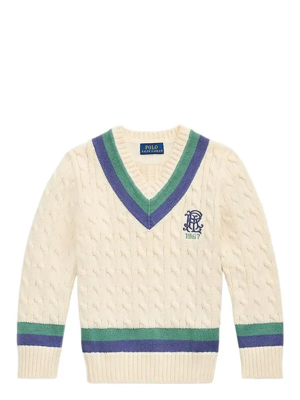 Ralph Lauren Embroidered Cotton Cricket Sweater - Cricket Cream
