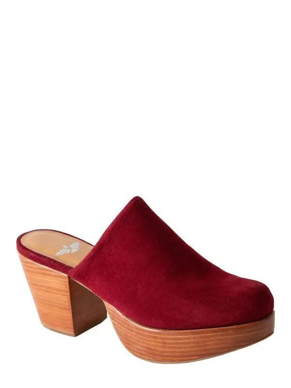 FORTRESS Ava Suede Clog Mule - Burgundy Suede