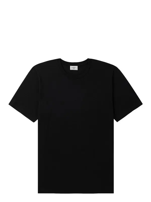 Saint Laurent Logo-embroidered Cotton-jersey T-shirt - Black