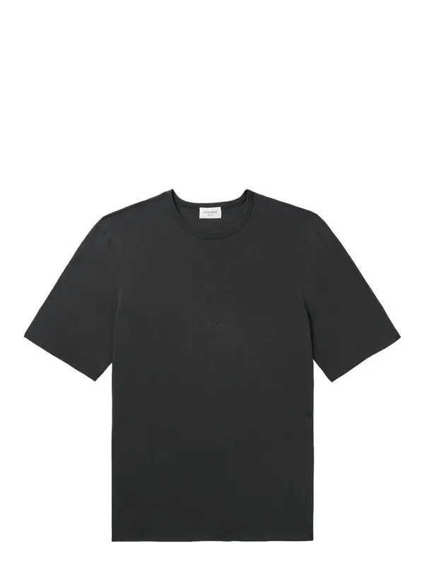 Saint Laurent Logo-embroidered Cotton-jersey T-shirt - Black