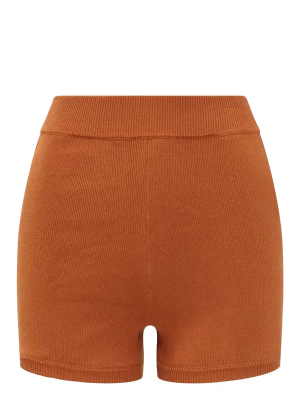 MIXIK Fine-ribbed Shorts - Brown