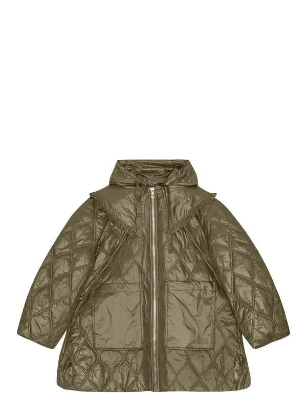 GANNI Quilted Zipped Puffer Jacket - Green