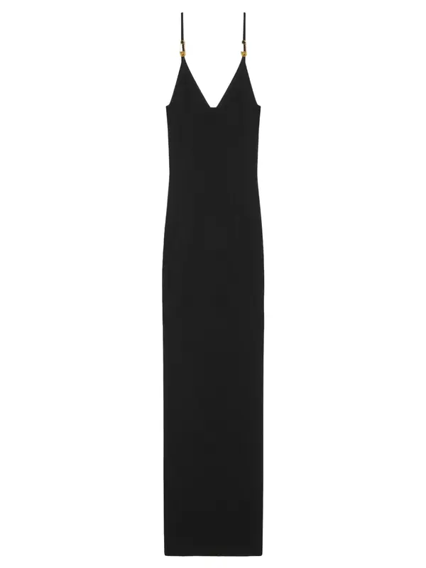 Versace Safety Pin Embellished Midi Dress - Black