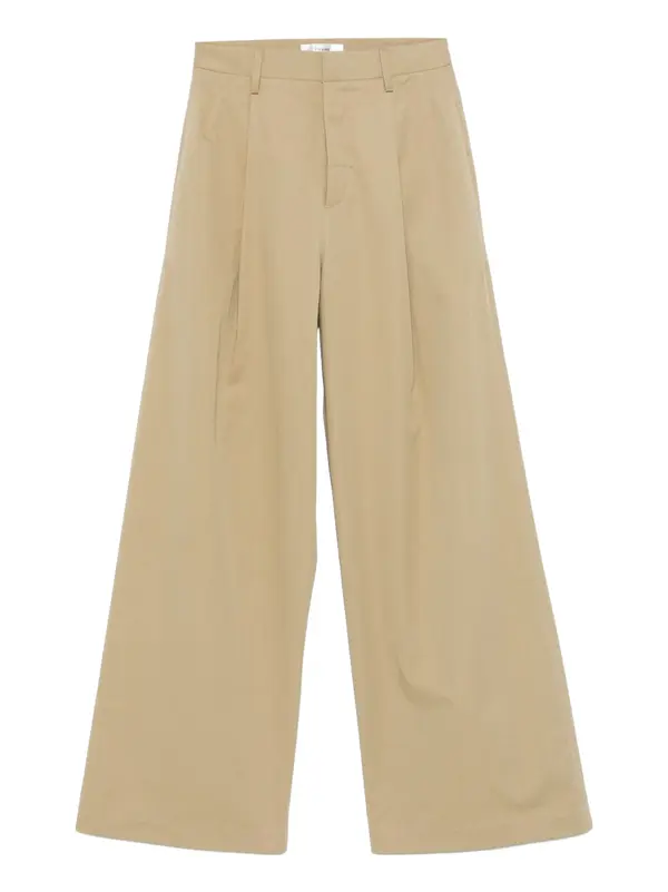 FRAME Pleated Wide-leg Trousers - Neutrals