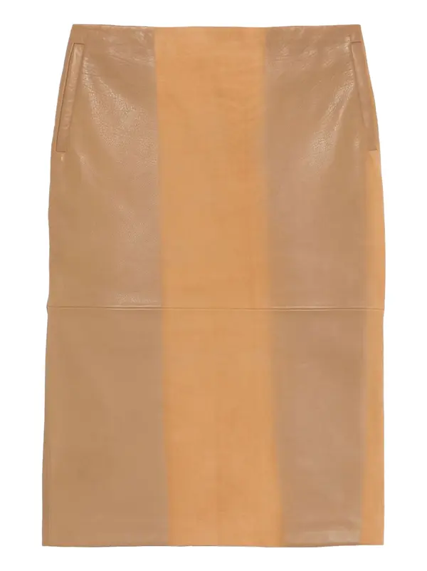 Christopher Esber Scuffed-leather Midi Skirt - Neutrals