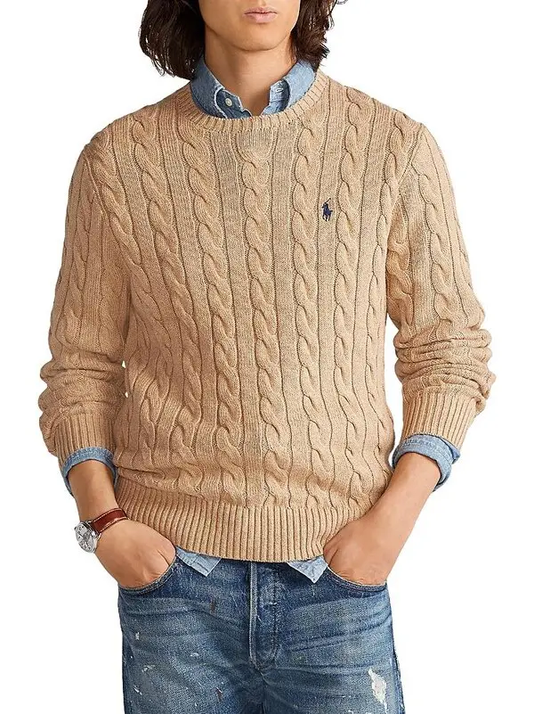 Polo Ralph Lauren Cable Knit Cotton Sweater - Brown