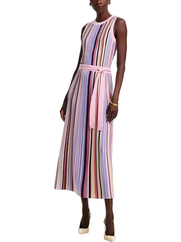 Misook Rib Knit Striped Maxi Dress - Viola/mult