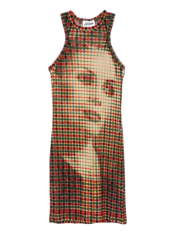 JEAN PAUL GAULTIER Face-print Mesh Top - Yellow