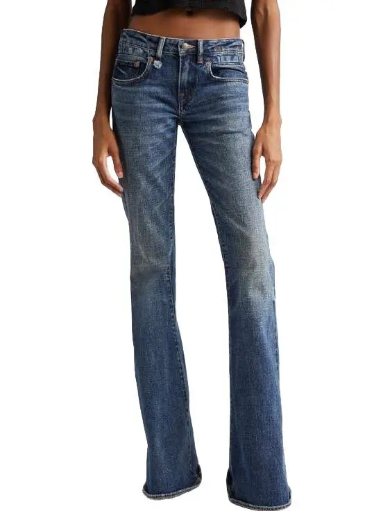 R13 Overflow Boyfriend Flare Jeans - Mire Blue Stretch
