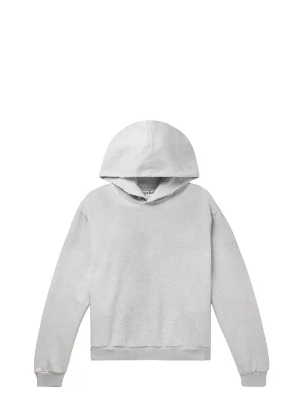Acne Studios Franziska Garment-dyed Distressed Logo-print Cotton-blend Jersey Hoodie - Gray