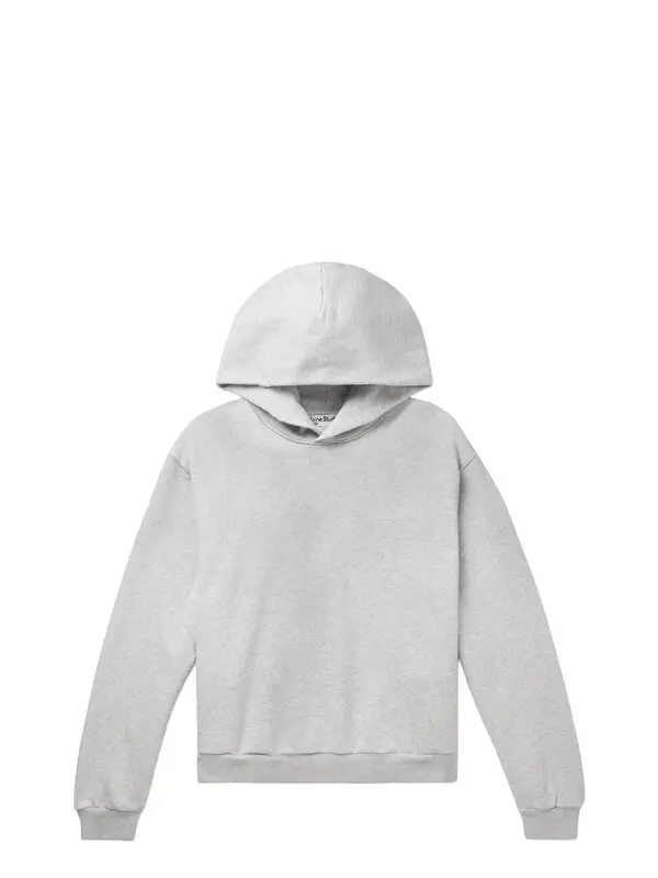 Acne Studios Franziska Garment-dyed Distressed Logo-print Cotton-blend Jersey Hoodie - Gray
