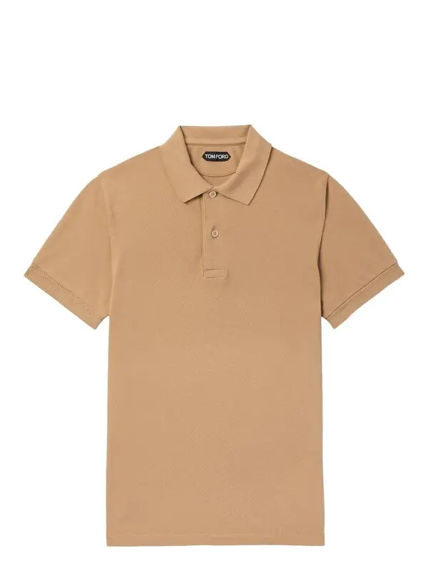 TOM FORD Garment-dyed Cotton-piqué Polo Shirt - Brown