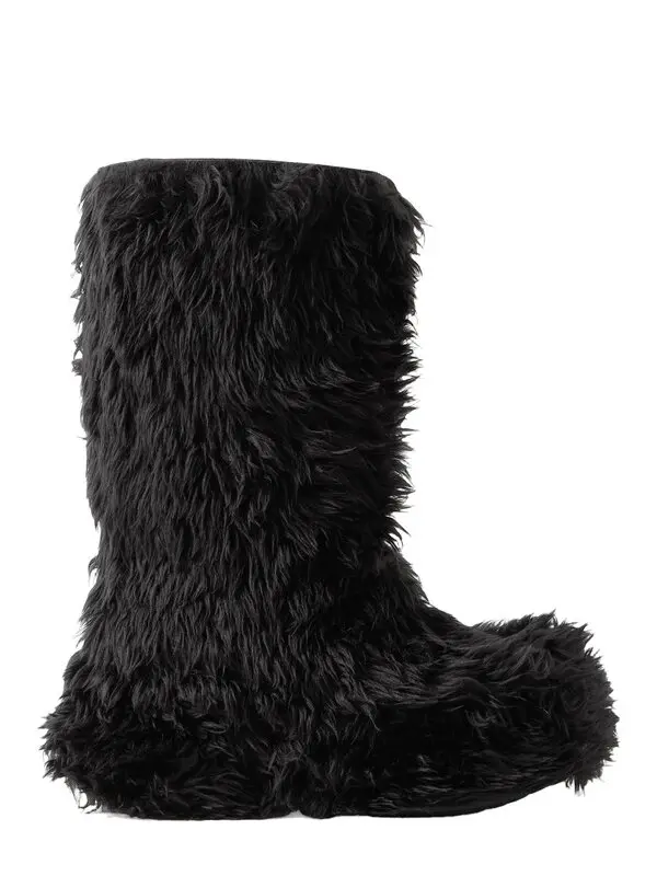 Balenciaga Crocs Faux Fur Platform Boots - Black