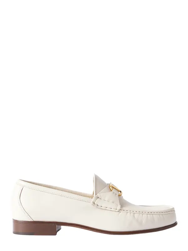Valentino Garavani Logo-embellished Full-grain Leather Loafers - Neutrals