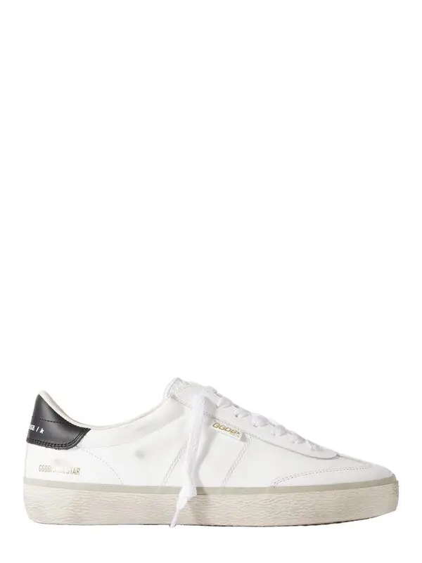Golden Goose Soul-star Distressed Leather Sneakers - White