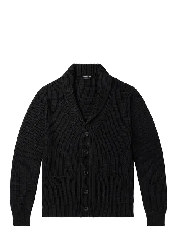 TOM FORD Shawl-collar Ribbed Cardigan - Black