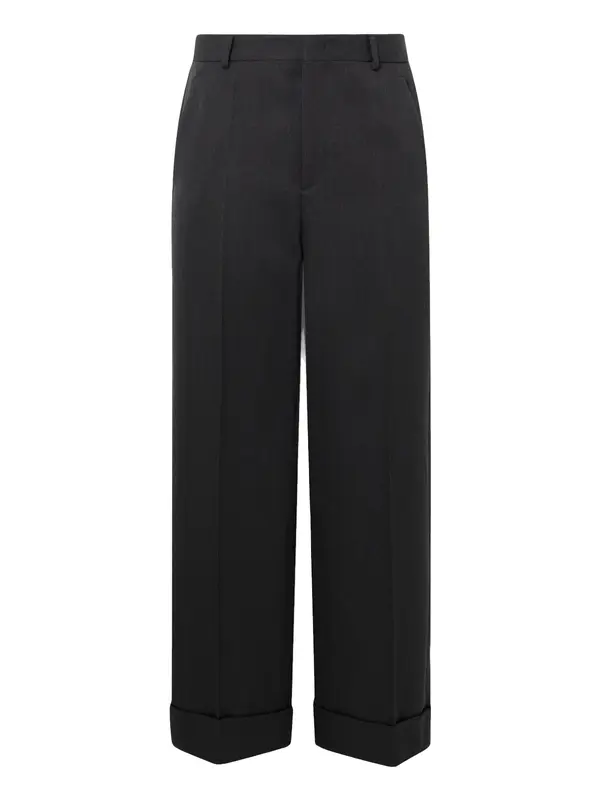 Valentino Garavani Straight-leg Grain De Poudre Virgin Wool Trousers - Gray