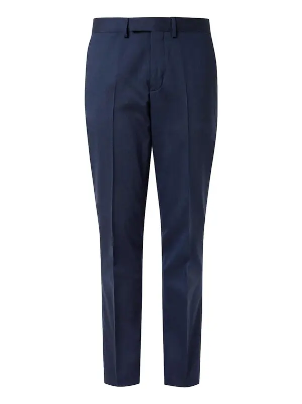 Mr P. Slim-fit Straight-leg Pleated Wool-blend Suit Trousers - Blue