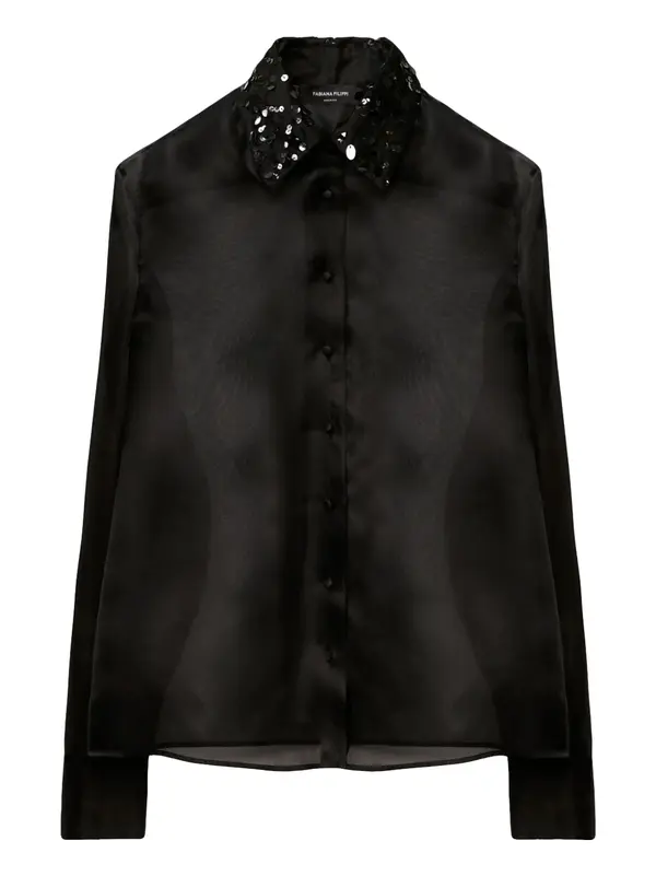 Fabiana Filippi Sequined Organza Shirt - Black