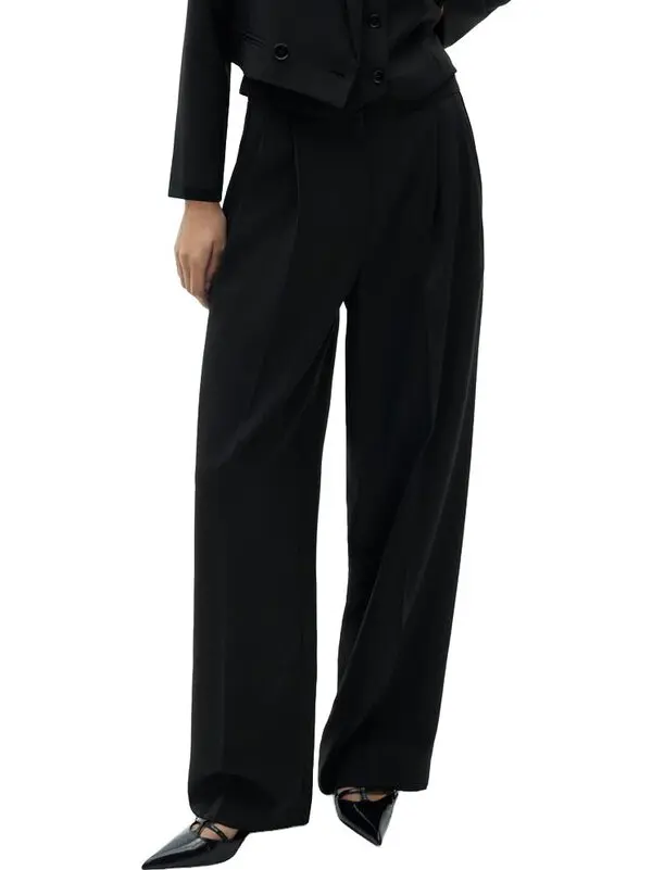 Mango Straight Leg Suit Trousers - Black