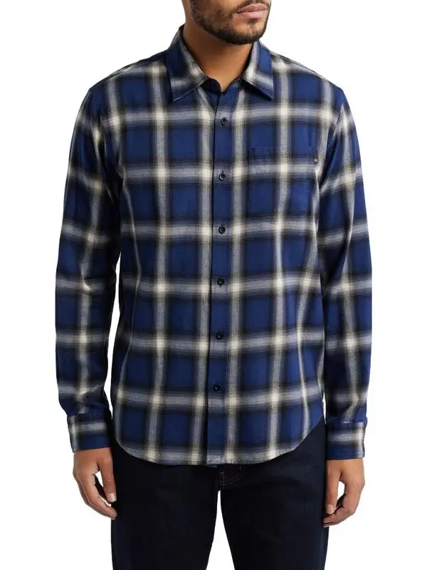 Ag Aiden Plaid Button-up Shirt - Brushed Check Plaid Blue Multi