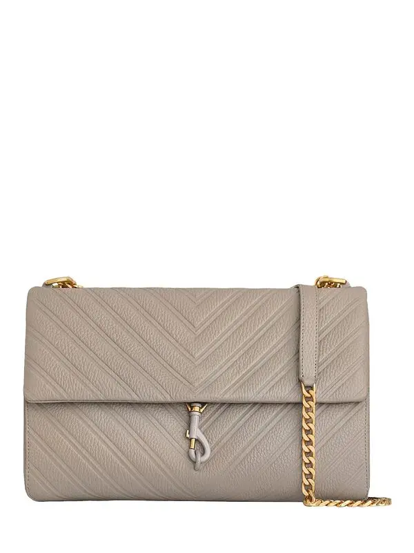 Rebecca Minkoff Large Edie Chevron Embossed Shoulder Bag - Oyster