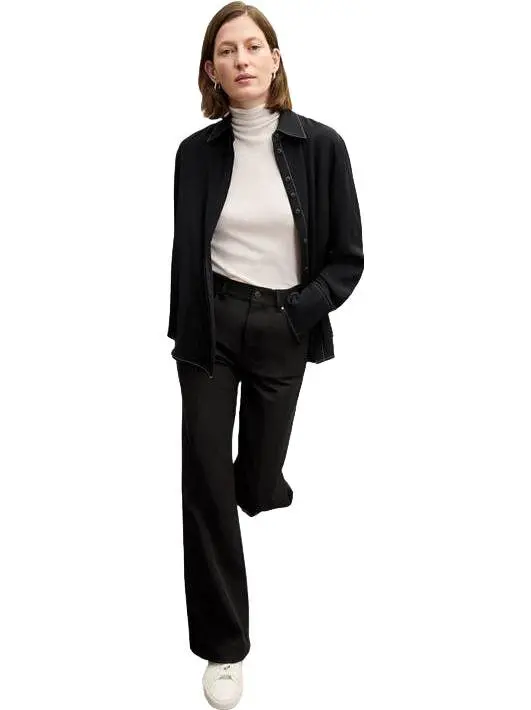 M.M.LAFLEUR Mira Printed Washable Silk Shirt - Black