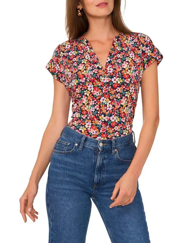 Vince Camuto Floral Print Shirt - Navy/coral Floral