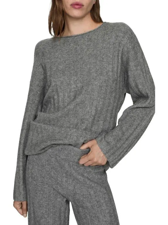 Mango Rib Stitch Sweater - Medium Heather Grey