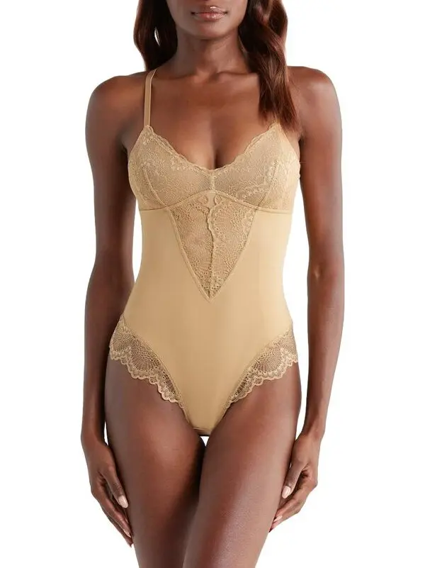 PINSY Sculpting Lace Shapewear Bodysuit - Beige Sand