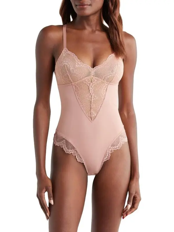PINSY Sculpting Lace Shapewear Bodysuit - Blush Pink