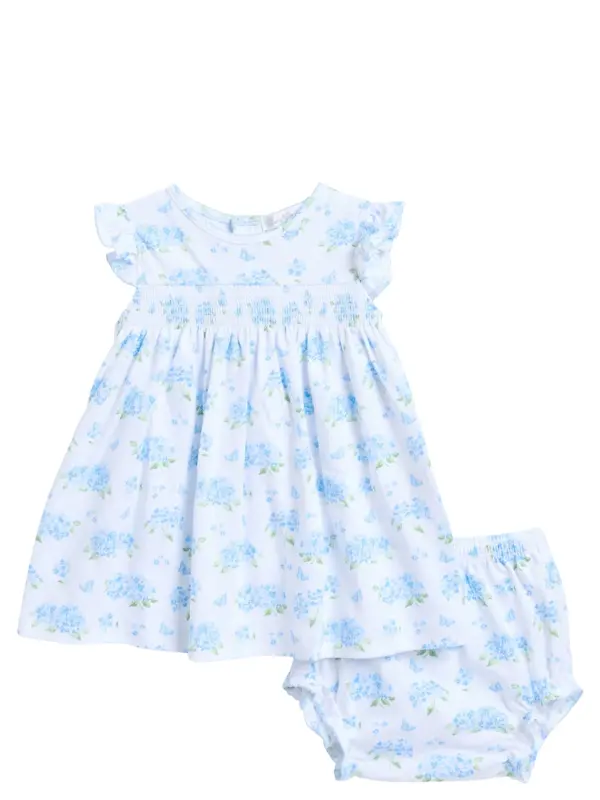 KISSY KISSY Floral Print Romper And Bloomers Set - Light Blue
