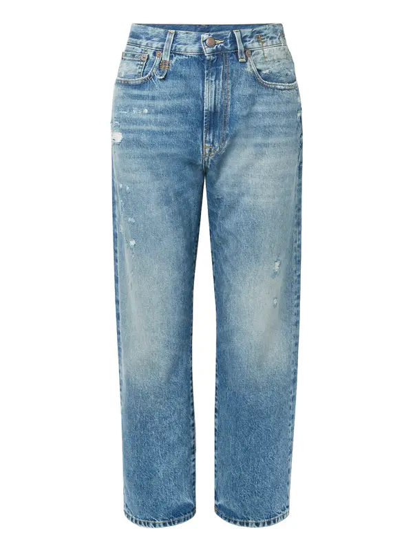 R13 Distressed Boyfriend Jeans - Blue