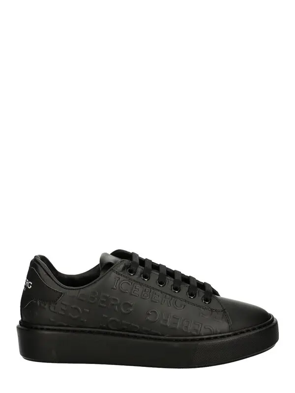 Iceberg Embossed Low Top Sneakers - Black