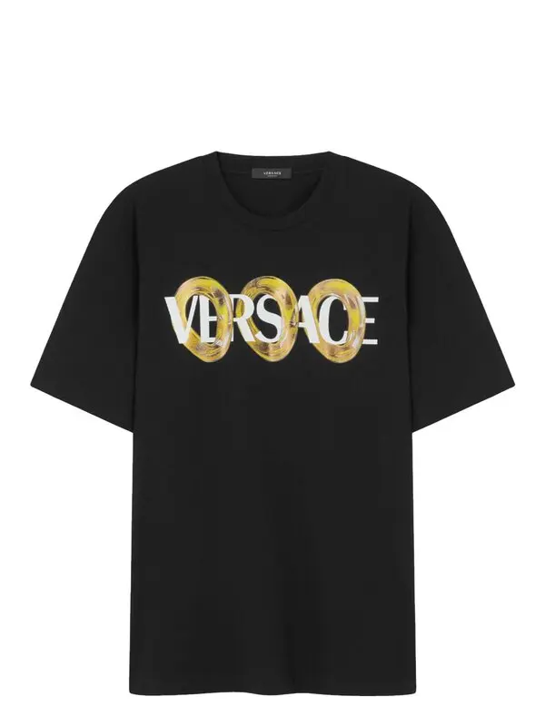 Versace Maxi Chain Logo-print T-shirt - Black