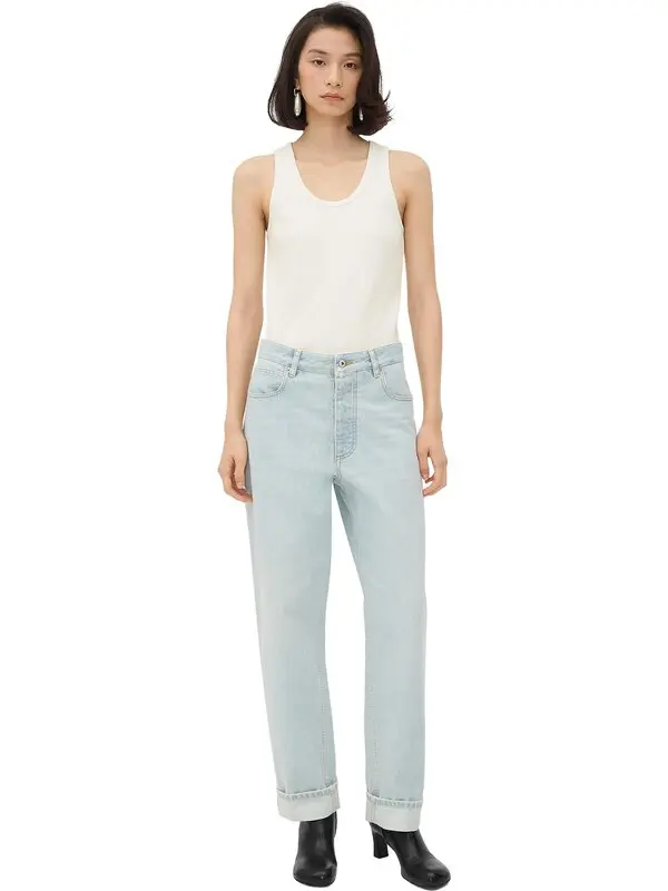 BOTTEGA  VENETA Bottega Veneta Extra Bleached Wide Leg Jeans - Light Blue