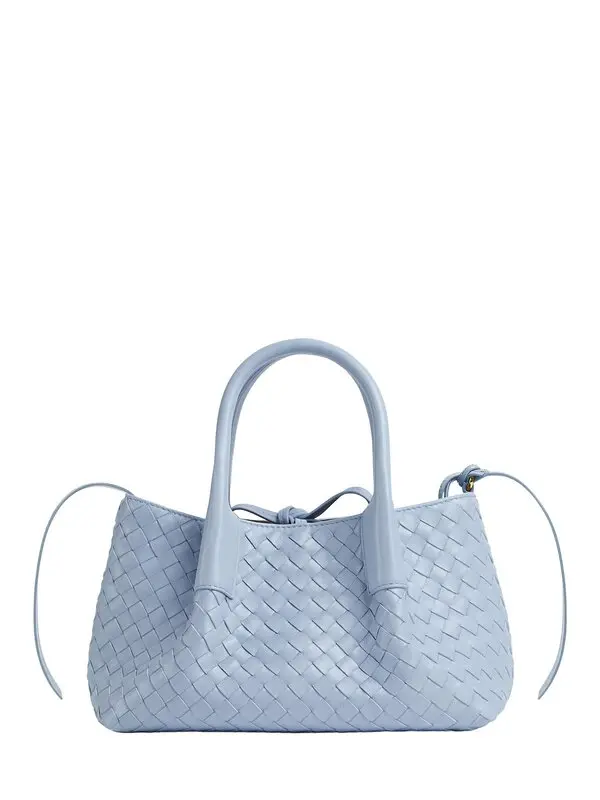 BOTTEGA  VENETA Small Intrecciato Silky Calfskin Tote Bag - Lunar/fondant