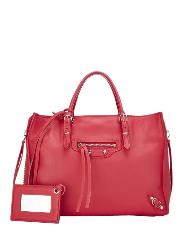 Balenciaga Calfskin Papier A6 Zip Around Handbag - Red