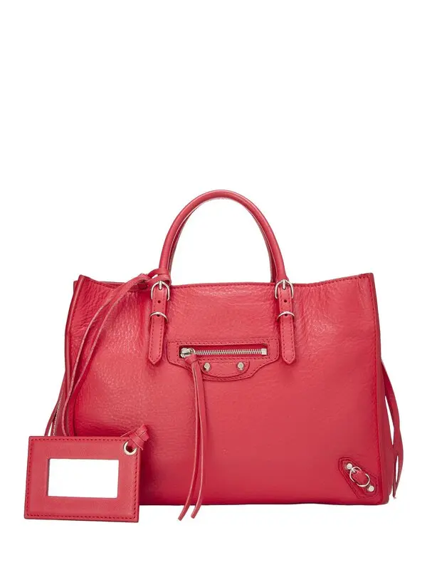Balenciaga Calfskin Papier A6 Zip Around Handbag - Red