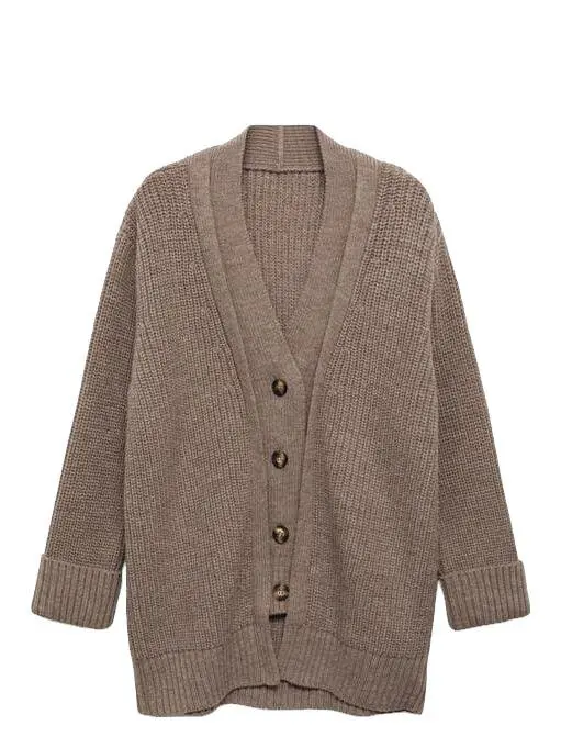 Mango Oversized V-neck Cardigan - Brown