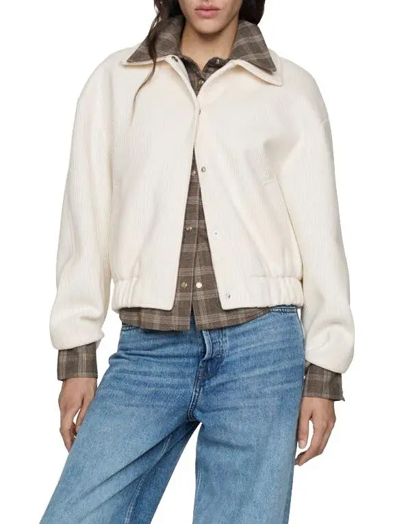 Mango Rib Knit Blouson Jacket - Off White