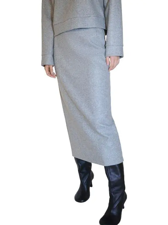 Mango French Terry Midi Skirt - Grey