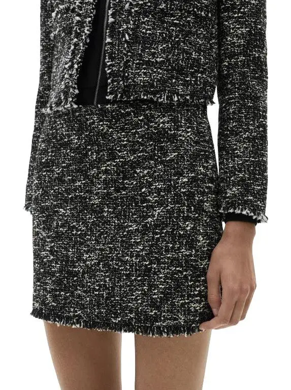 Mango Tweed Miniskirt - Black