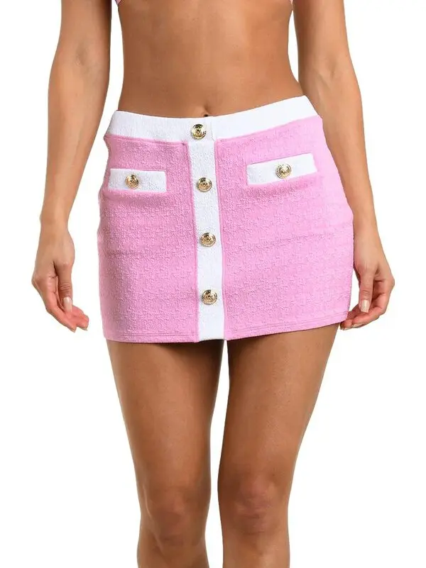 L'Agence Coco Colorblock High-waist Skirt - Blush