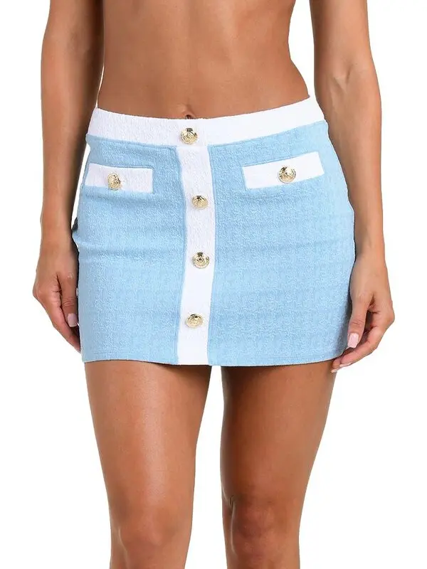 L'Agence Coco Colorblock High-waist Skirt - Powder Blue