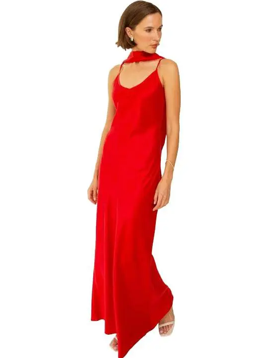 WHIMSY + ROW Bonnie Maxi Slip Dress - Red