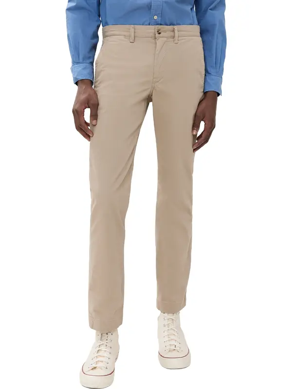 Ralph Lauren Straight Fit Washed Stretch Chino Pants - Khaki Tan