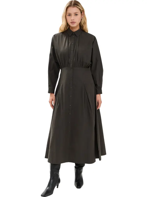 APIECE APART Pietra Maxi Shirt Dress - Deep Olive