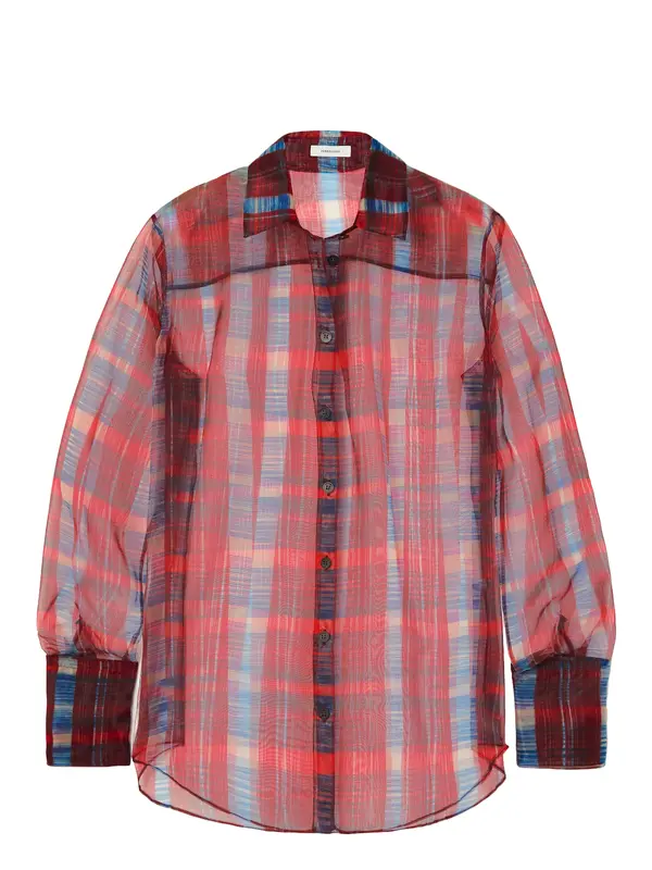 FERRAGAMO Checked Chiffon Shirt - Red